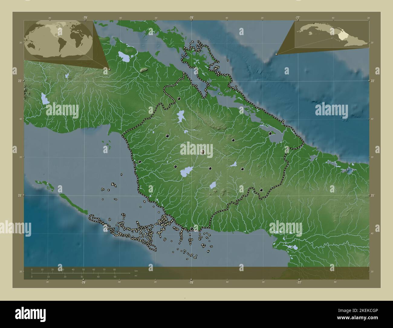 Camaguey, province of Cuba. Elevation map colored in wiki style with ...