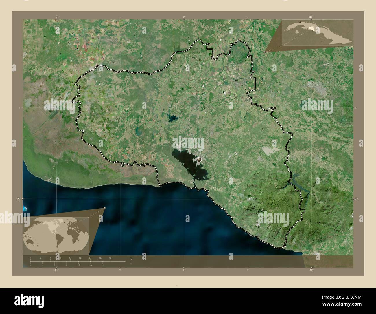 Cienfuegos, province of Cuba. High resolution satellite map. Corner ...