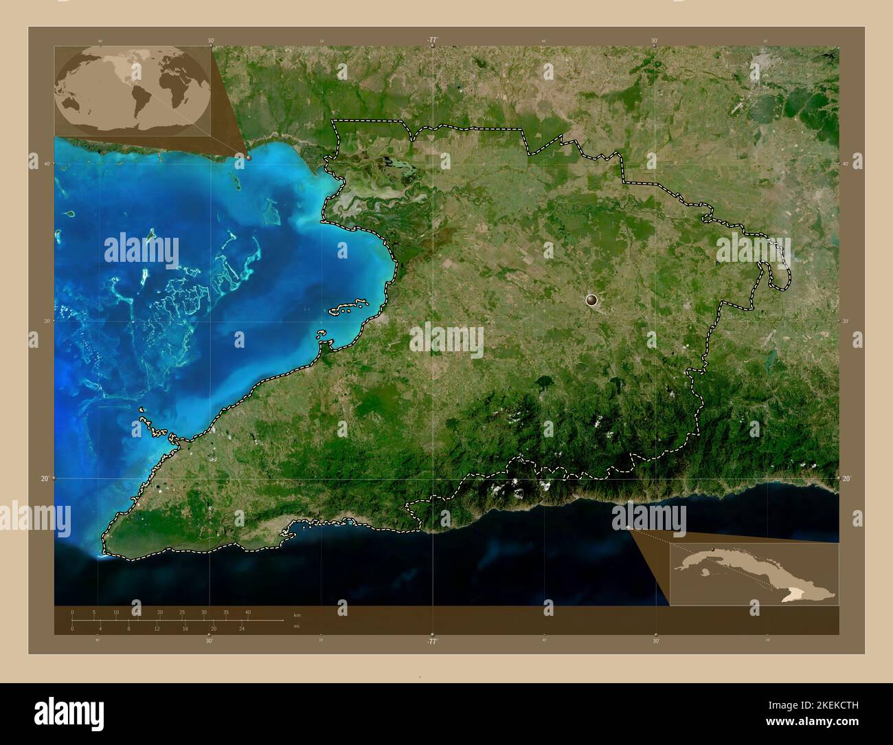 Granma, province of Cuba. Low resolution satellite map. Corner ...