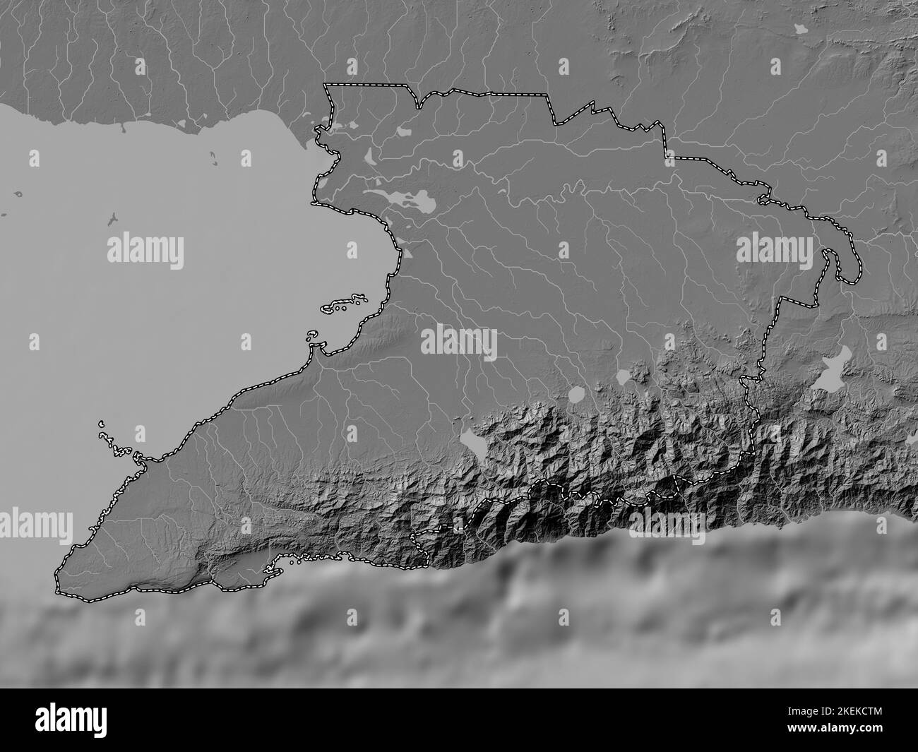 Granma, province of Cuba. Bilevel elevation map with lakes and rivers ...