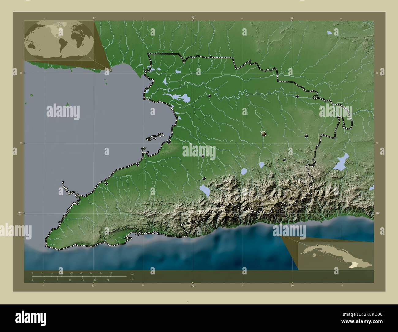Granma, province of Cuba. Elevation map colored in wiki style with ...