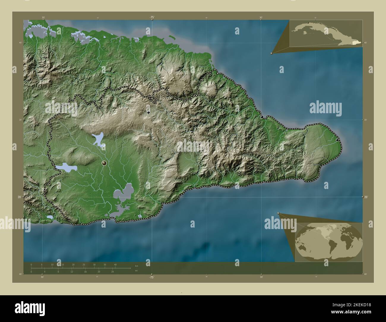 Guantanamo, province of Cuba. Elevation map colored in wiki style with ...