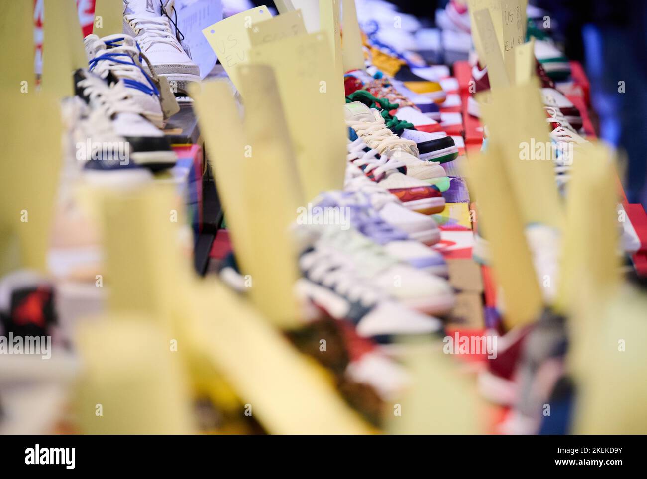 Berlin, Germany. 13th Nov, 2022. Different sneakers stand on the tables ...