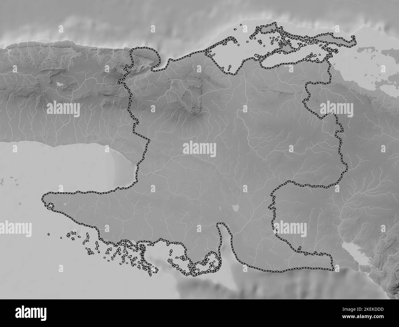 Matanzas, province of Cuba. Grayscale elevation map with lakes and ...