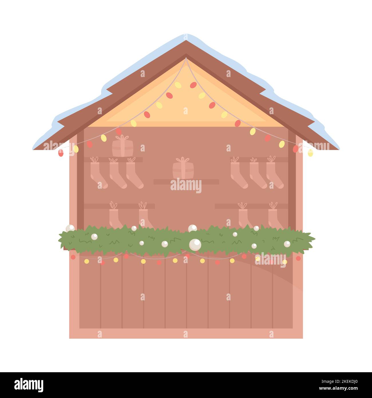 Christmas Shop Display Semi Flat Color Vector Object Stock Vector Image