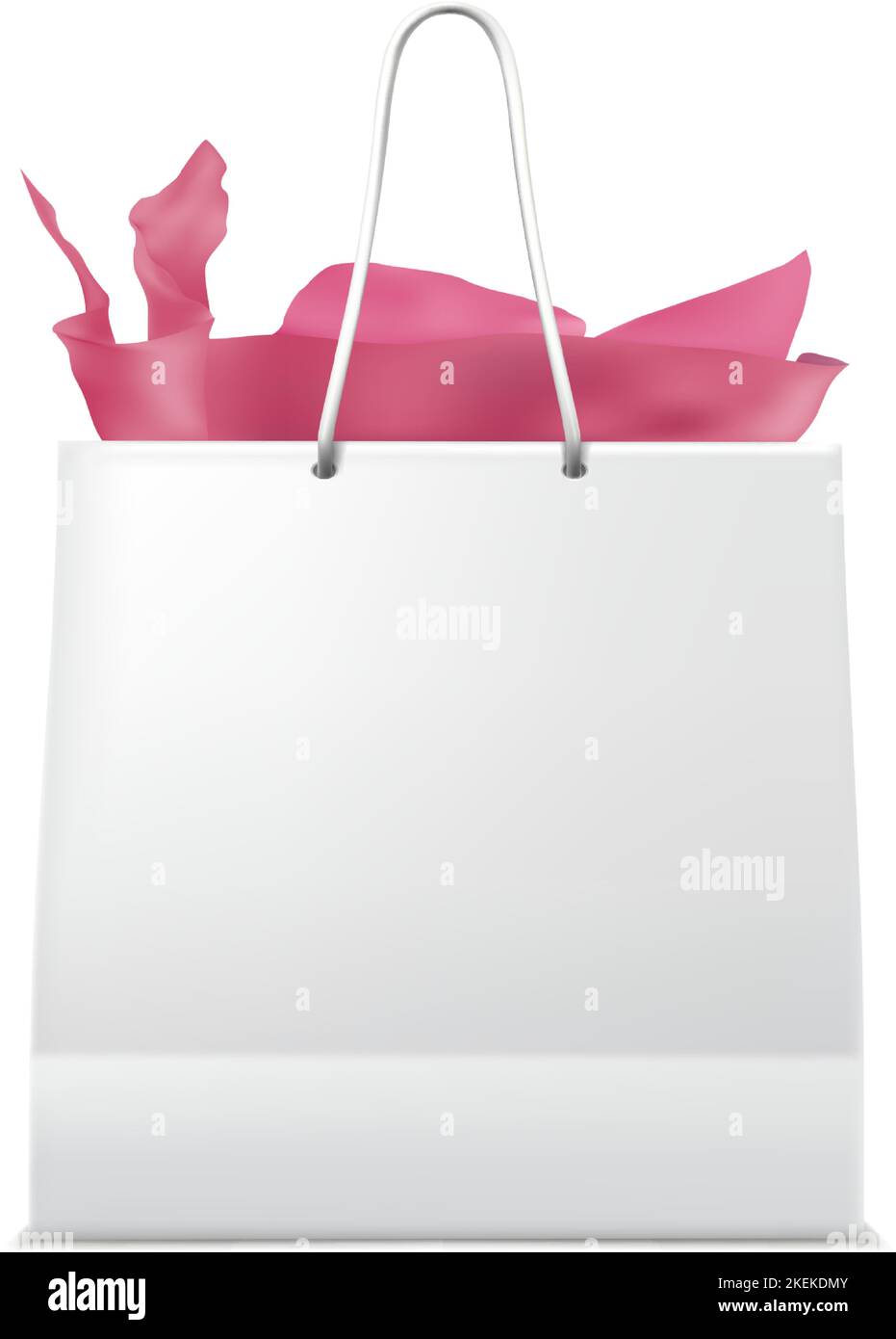 realistic vector icon. White carton shopping bag. Isolated on white ...