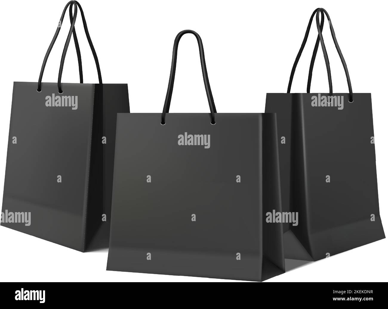 realistic vector icon. Black carton shopping bags. Isolated on white ...