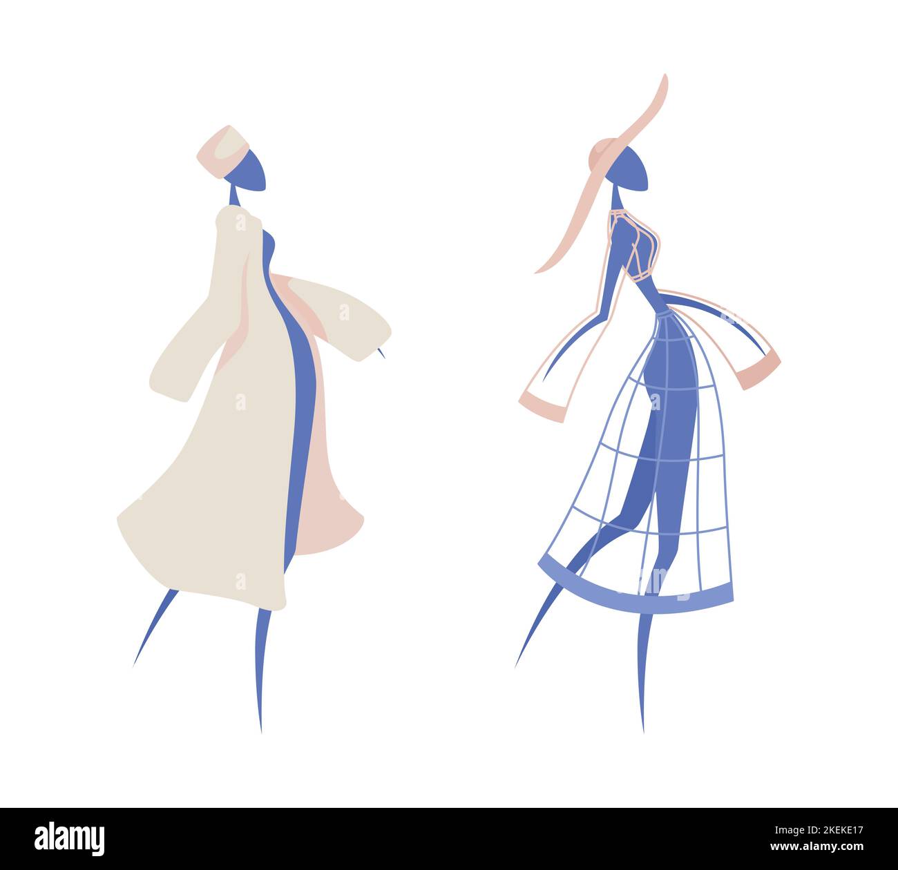 Mannequins In Winter Outfits Semi Flat Color Vector Object Stock Vector