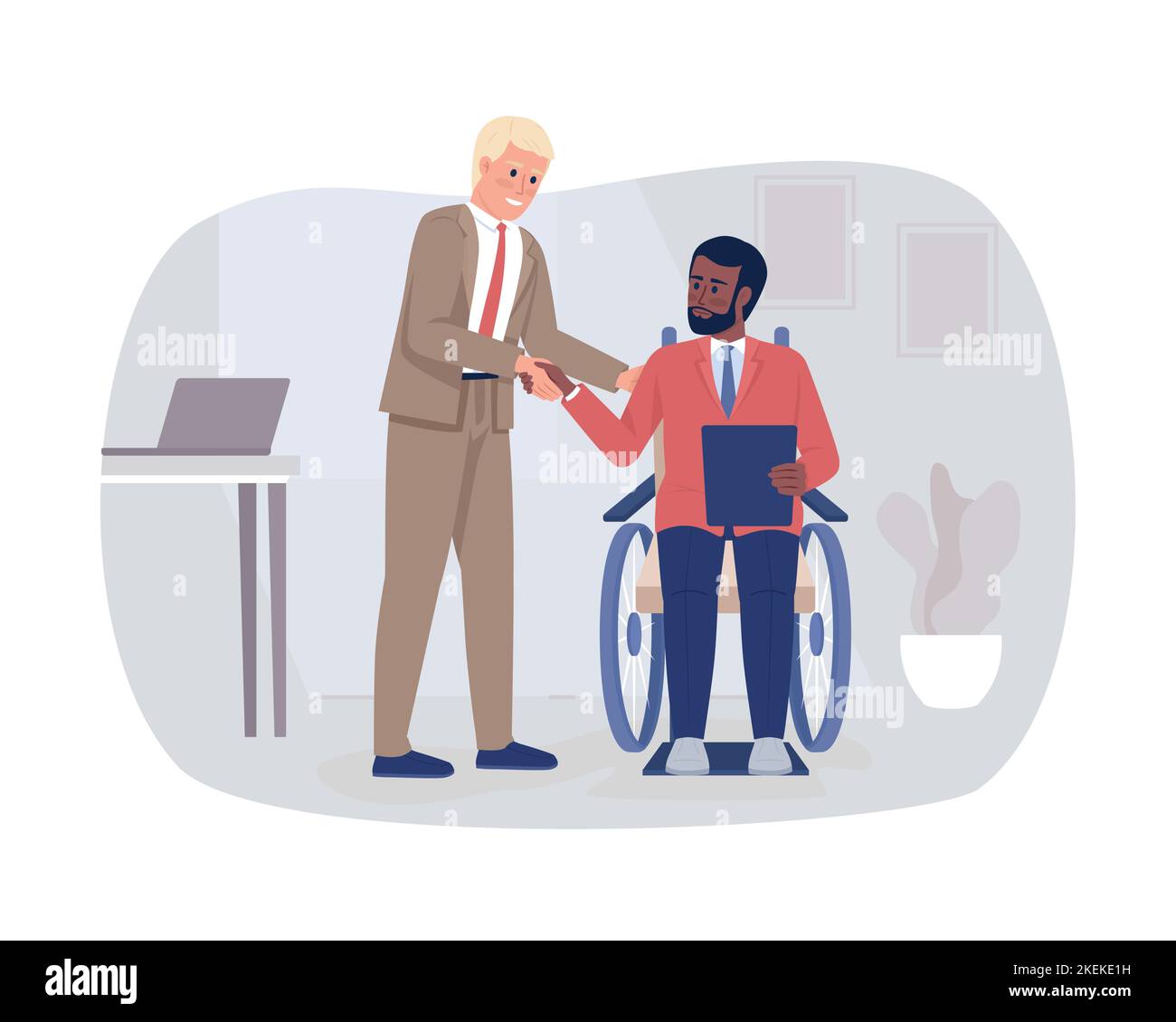 Manager supporting disabled worker 2D vector isolated illustration Stock Vector Image & Art - Alamy