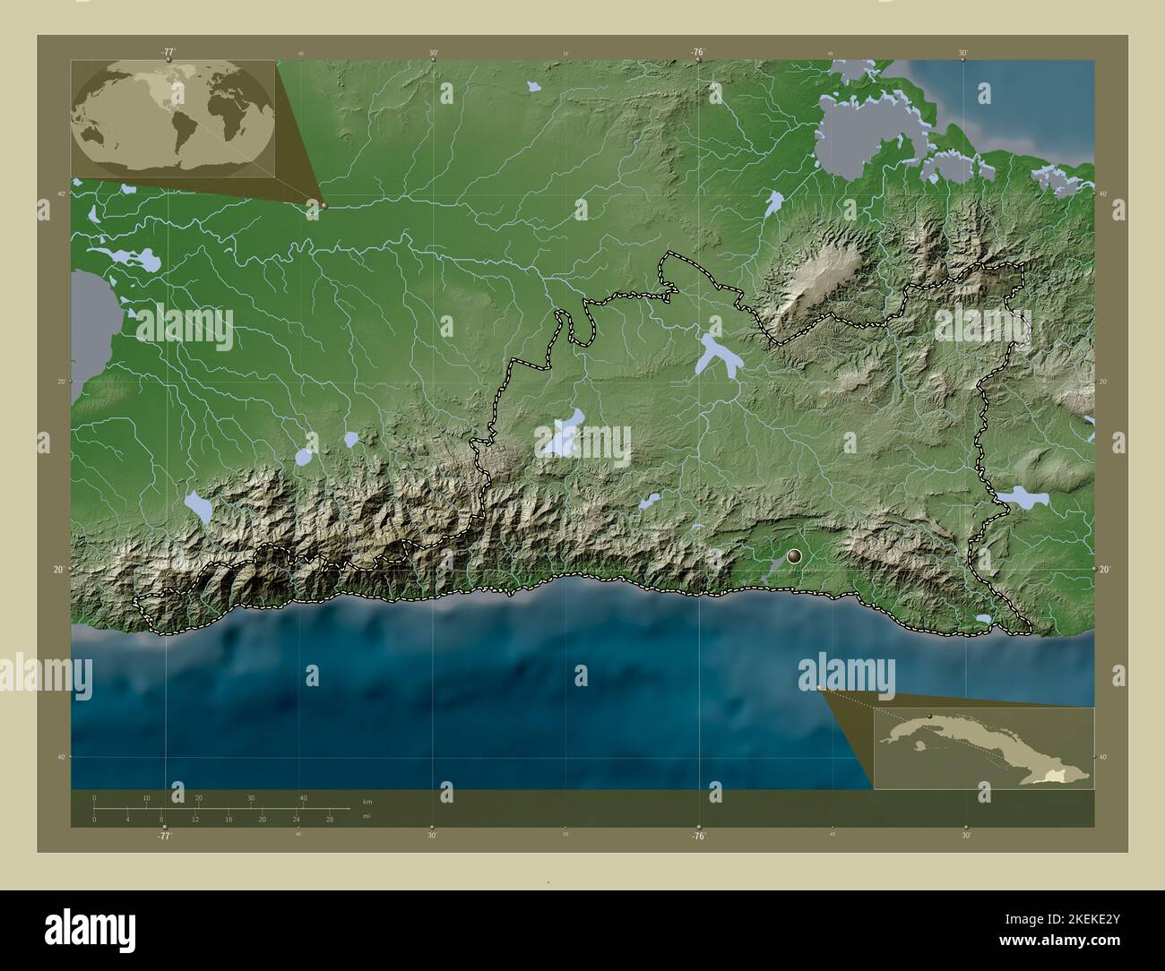 Santiago de Cuba, province of Cuba. Elevation map colored in wiki style ...
