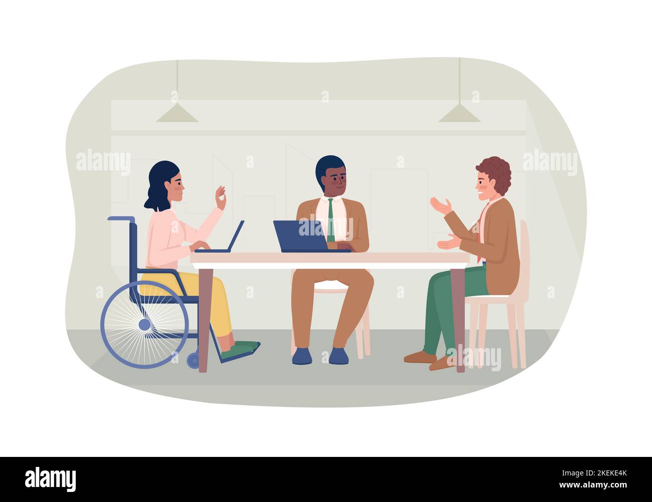 Disabled woman at meeting 2D vector isolated illustration Stock Vector Image & Art - Alamy
