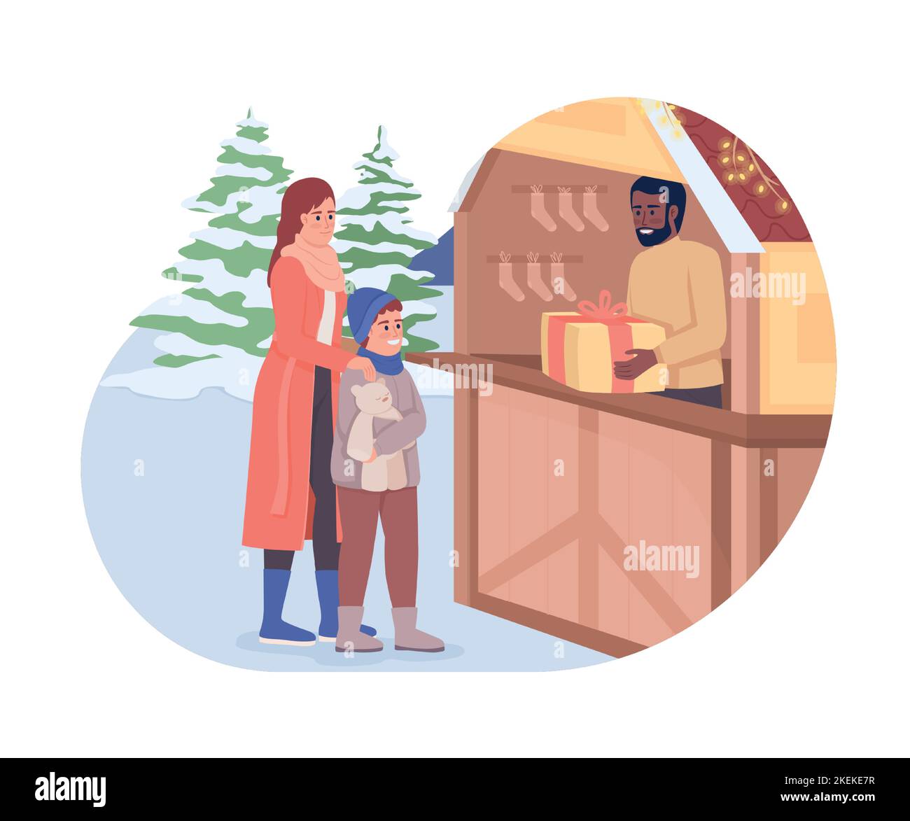 Holiday shopping 2D vector isolated illustration Stock Vector Image ...