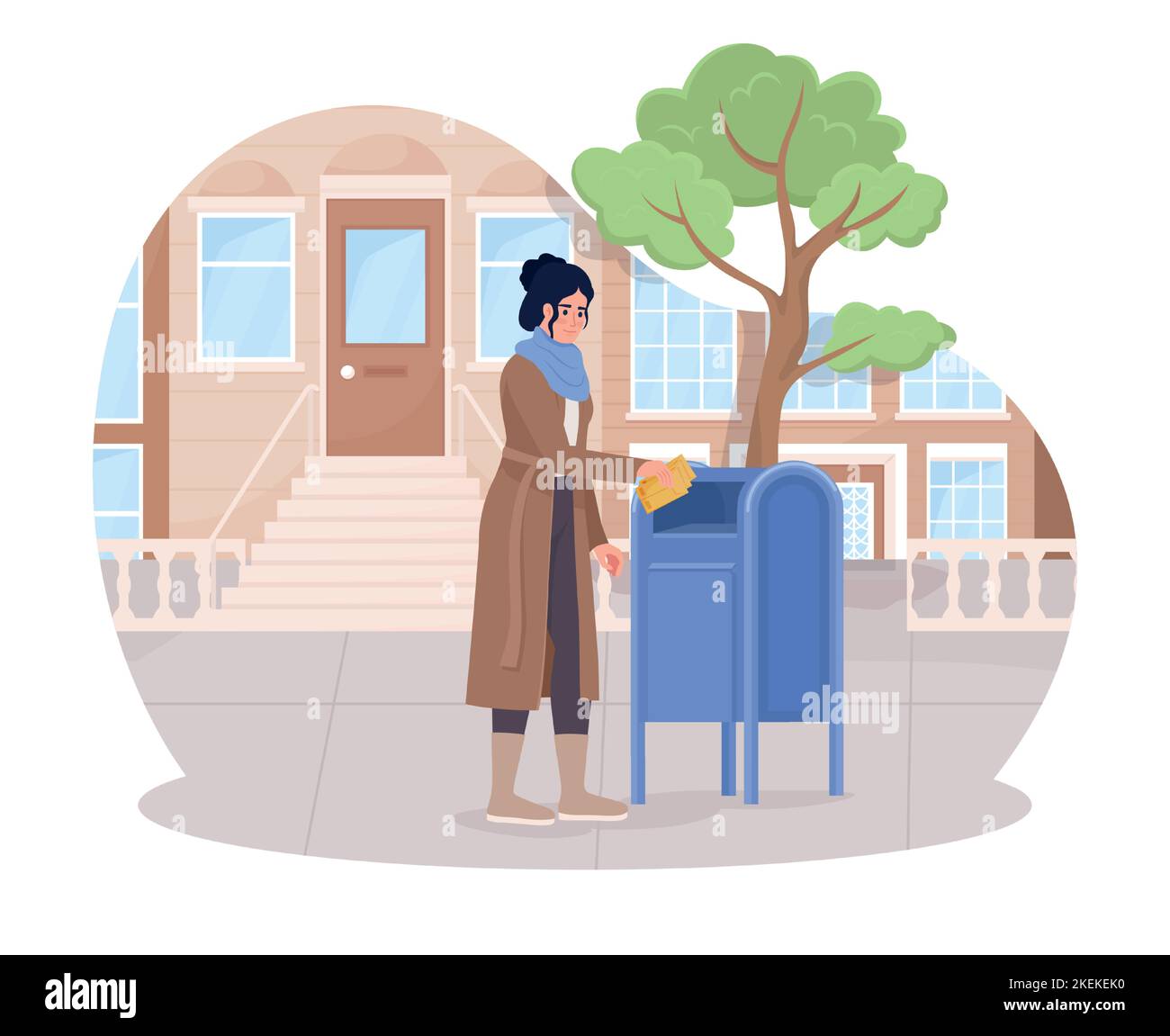 Mailing christmas cards 2D vector isolated illustration Stock Vector ...