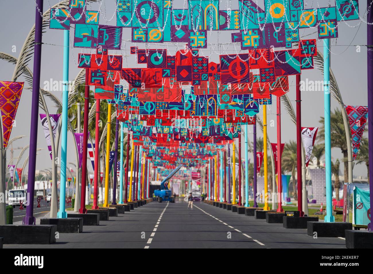 FIFA World Cup decorations at Doha's corniche Stock Photo - Alamy