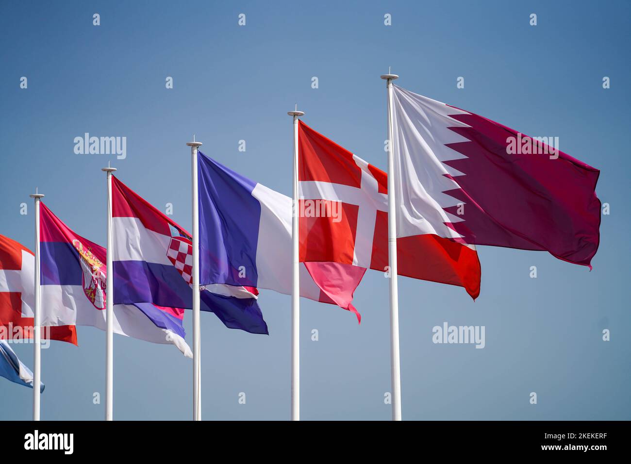 Flags of the countries taking part in FIFA World Cup Qatar 2022 at Doha ...