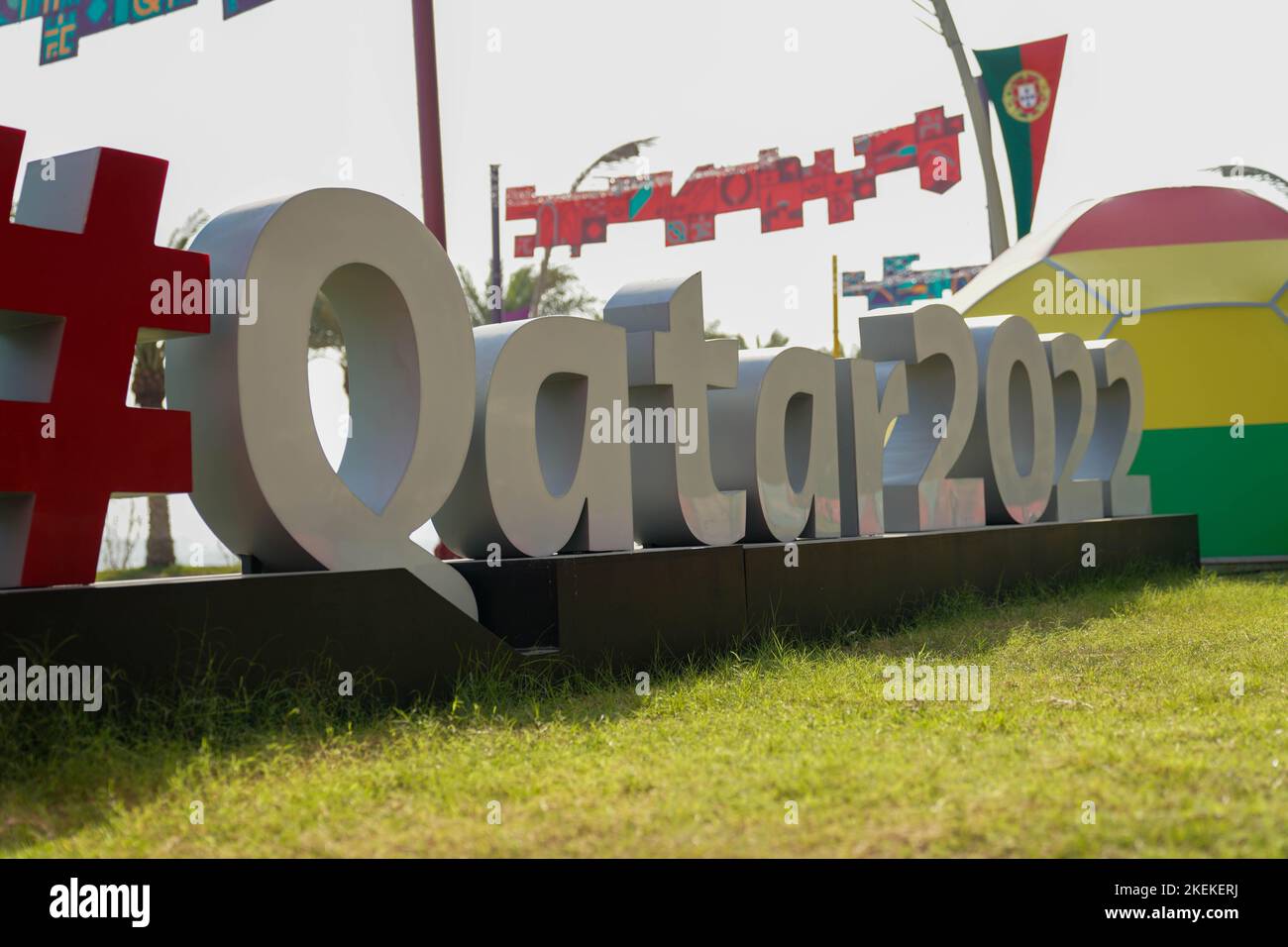 FIFA World Cup decorations at Doha's corniche Stock Photo - Alamy