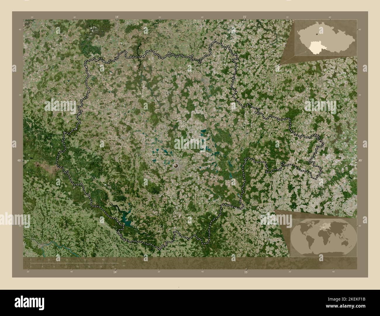 Jihocesky, region of Czech Republic. High resolution satellite map ...