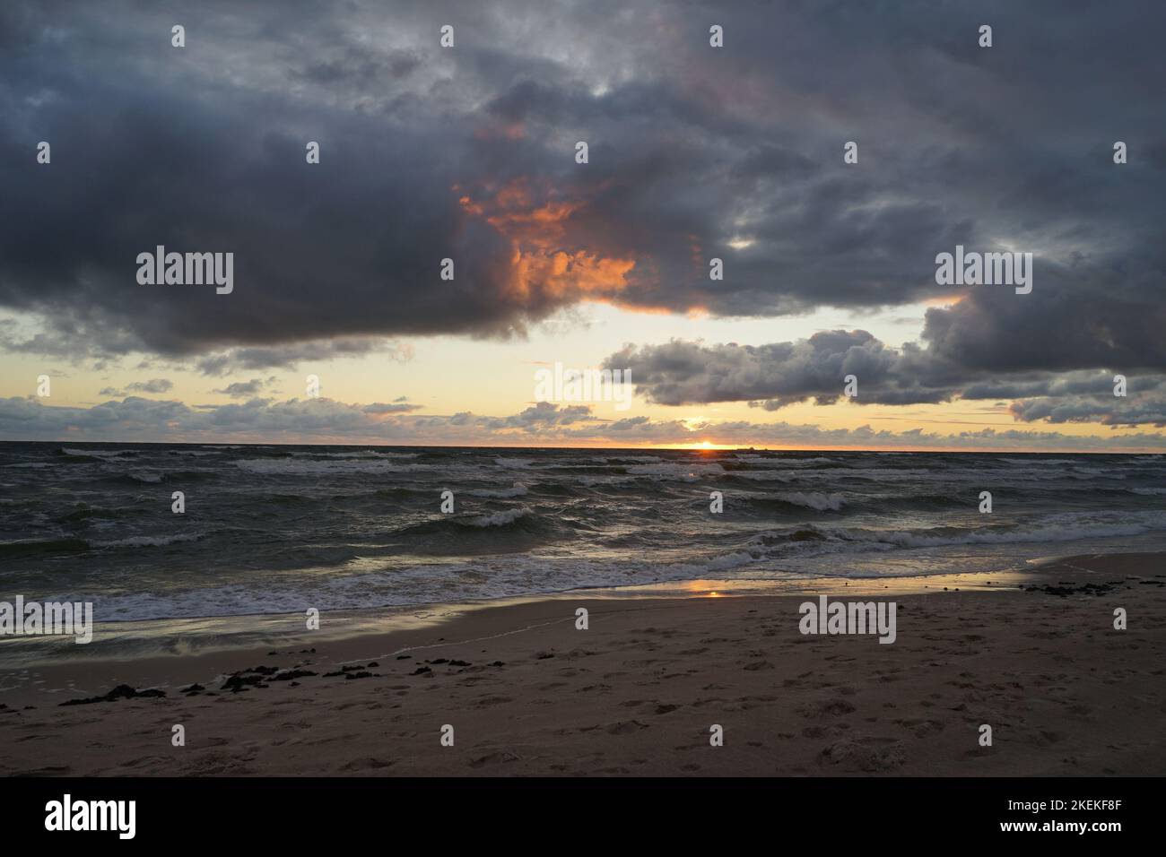 The dark clouds over the beach in Palanga, Baltic sea, Lithuania Stock ...