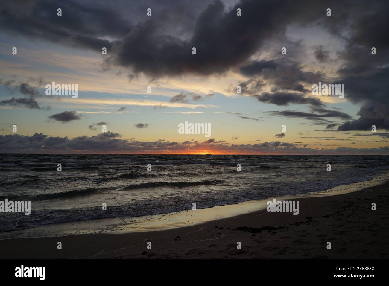 The dark clouds over the beach in Palanga, Baltic sea, Lithuania Stock ...