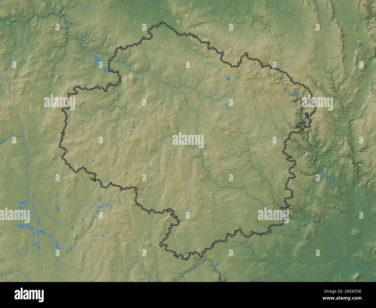 Kraj Vysocina, region of Czech Republic. Colored elevation map with ...