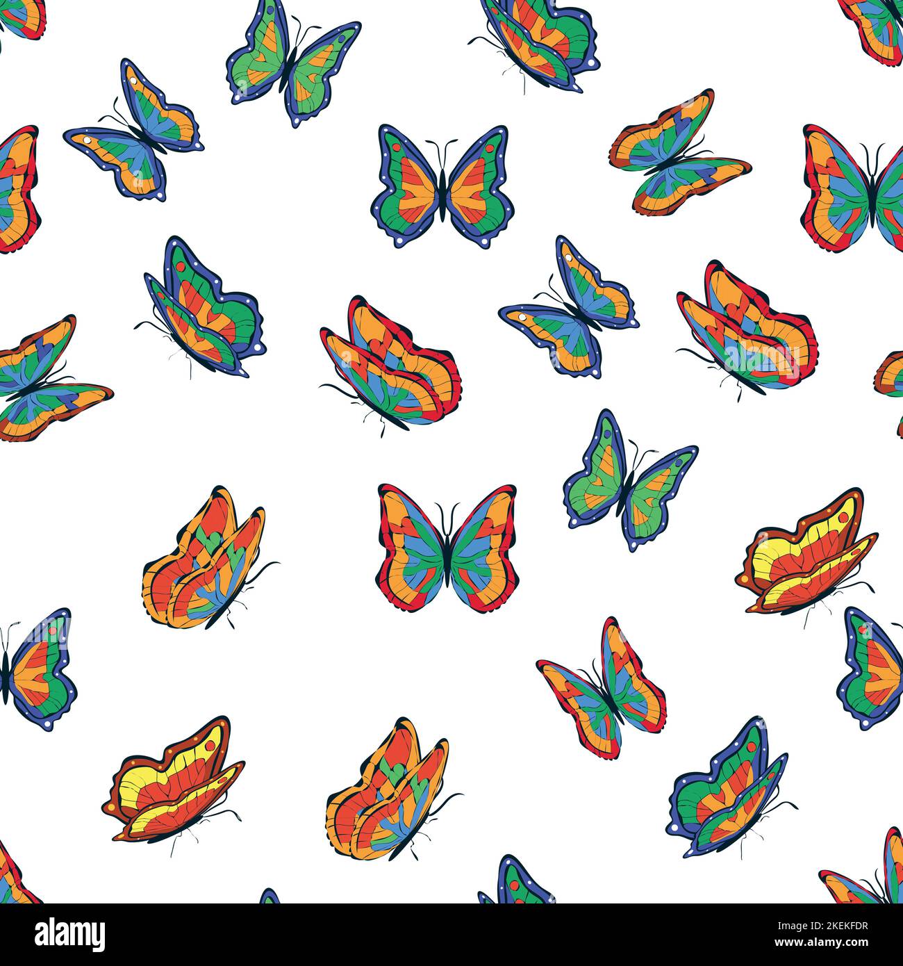 Bright multicolored butterflies seamless pattern. Wallpaper, background ...