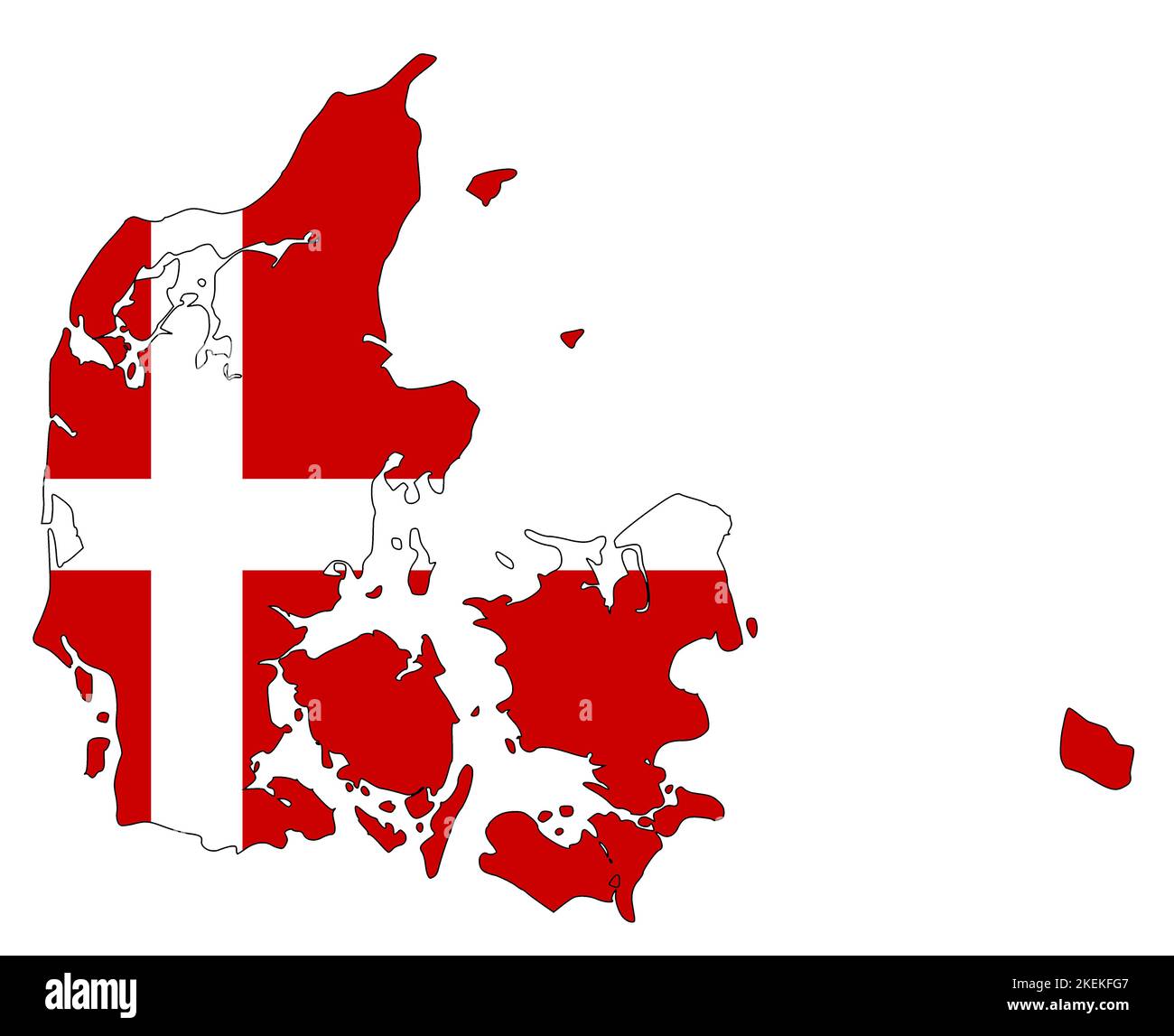 Map of Denmark filled with official flag colors Stock Photo - Alamy