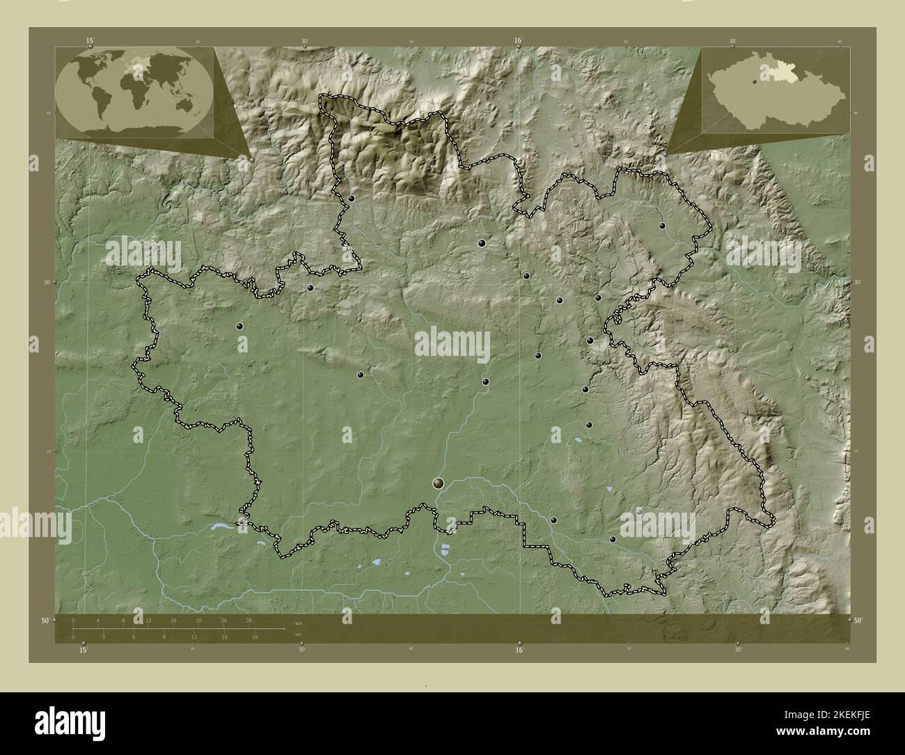 Kralovehradecky, region of Czech Republic. Elevation map colored in ...