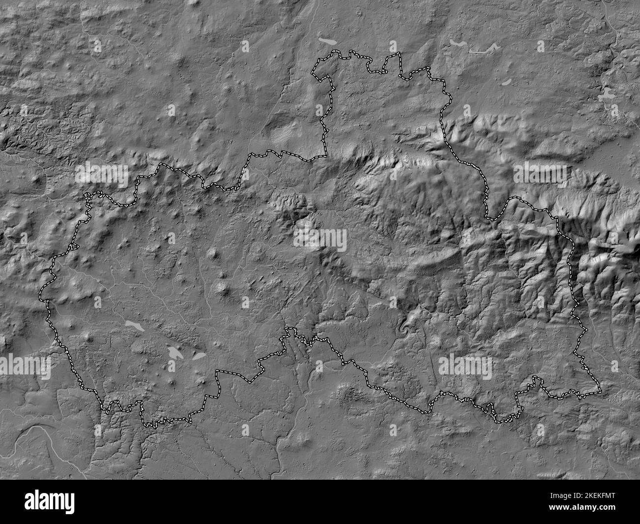 Liberecky, region of Czech Republic. Bilevel elevation map with lakes ...