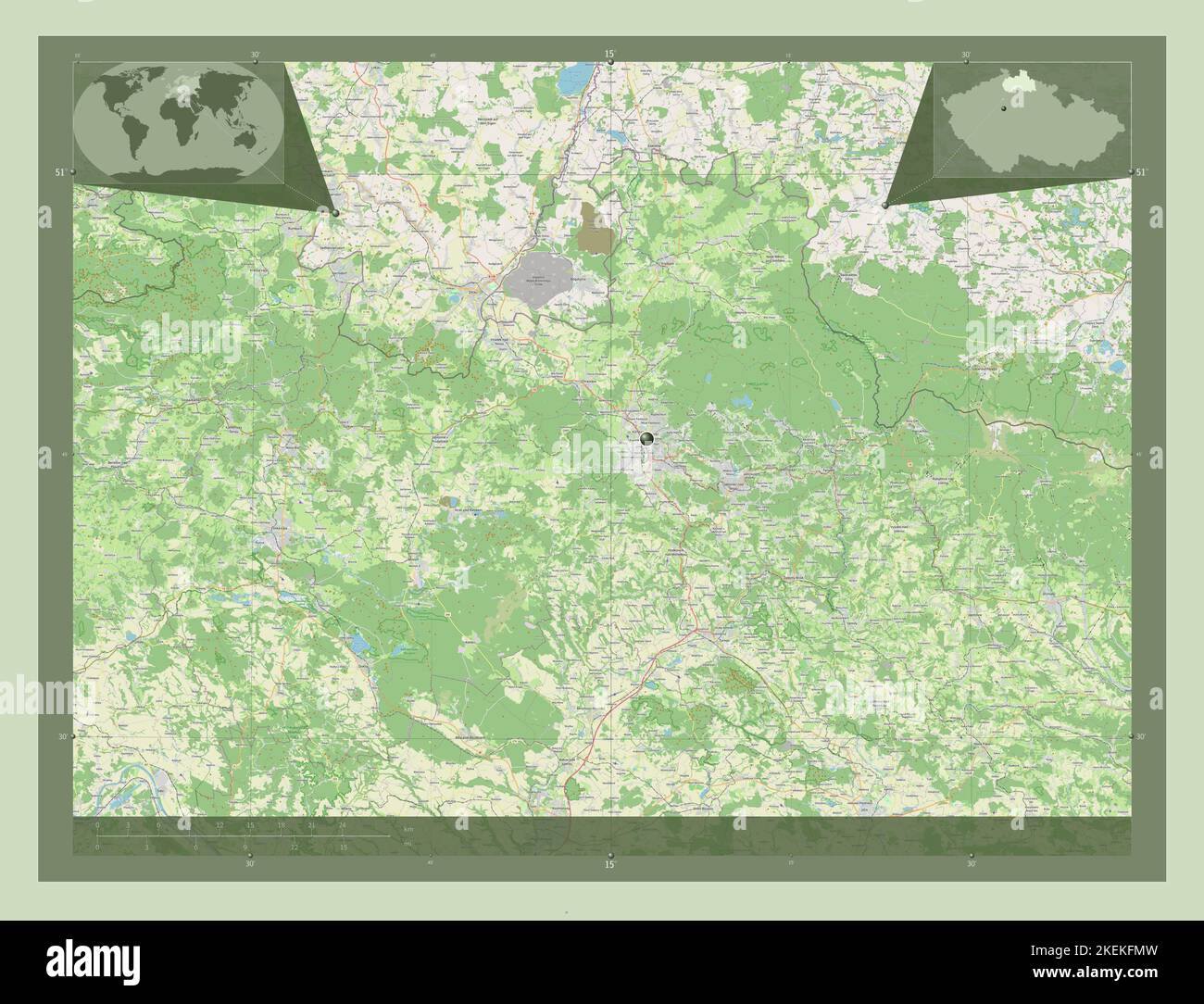 Liberecky, region of Czech Republic. Open Street Map. Corner auxiliary ...