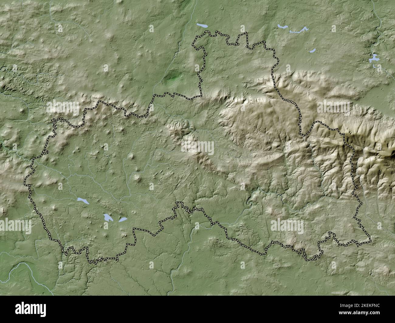 Liberecky, region of Czech Republic. Elevation map colored in wiki ...