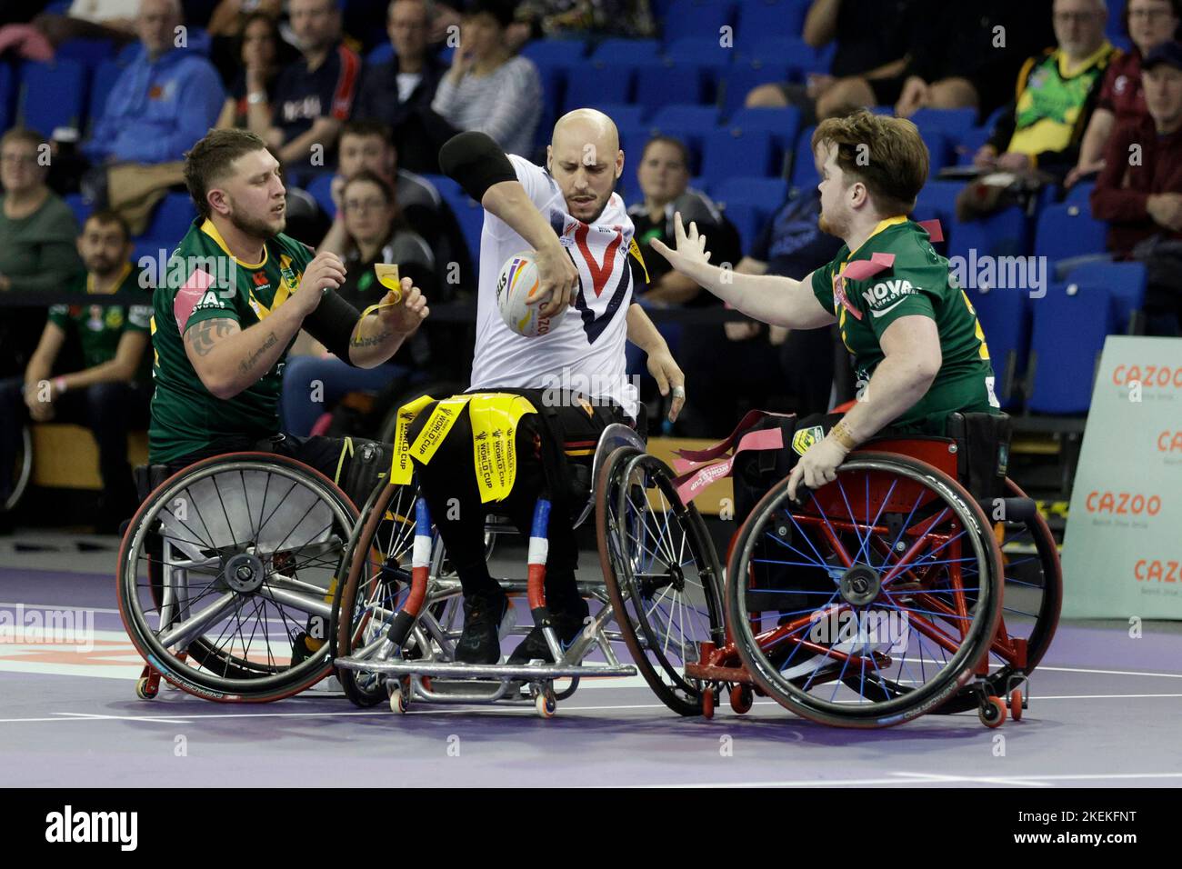Australia's Diab Karim (left) tackles France's Jeremy Bourson during ...