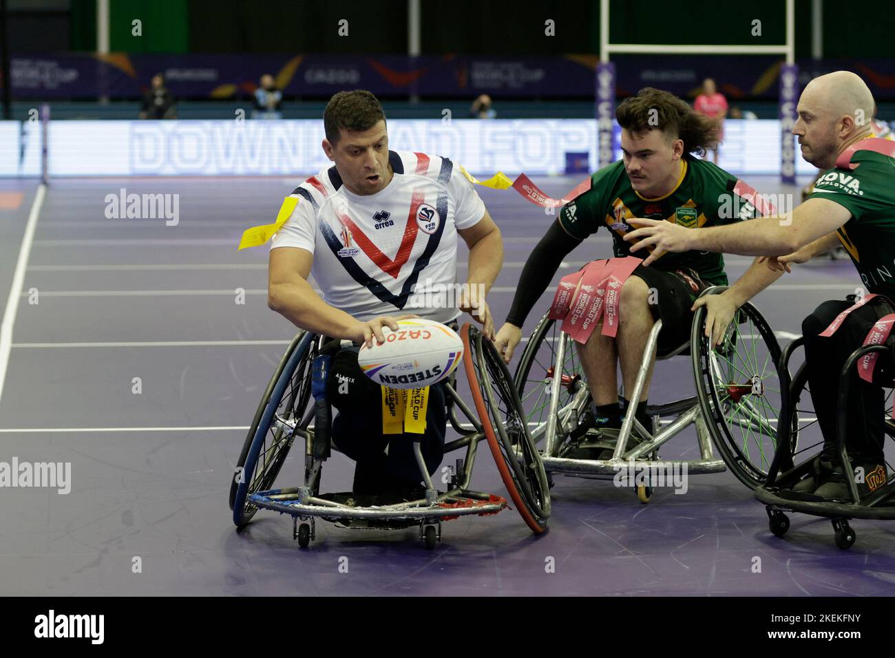 France's Mostefa Abassi scores his 4th try during the Wheelchair Rugby ...