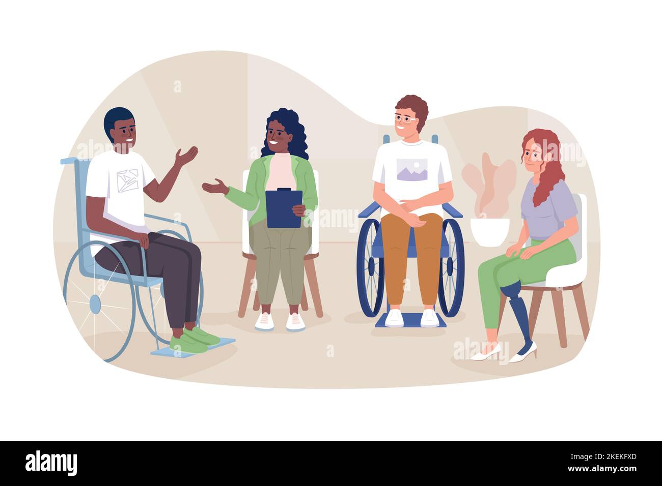 Support group for disabled patients 2D vector isolated illustration Stock Vector Image & Art - Alamy