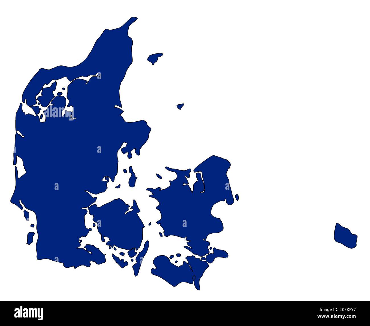 Map of Denmark filled with blue color Stock Photo - Alamy