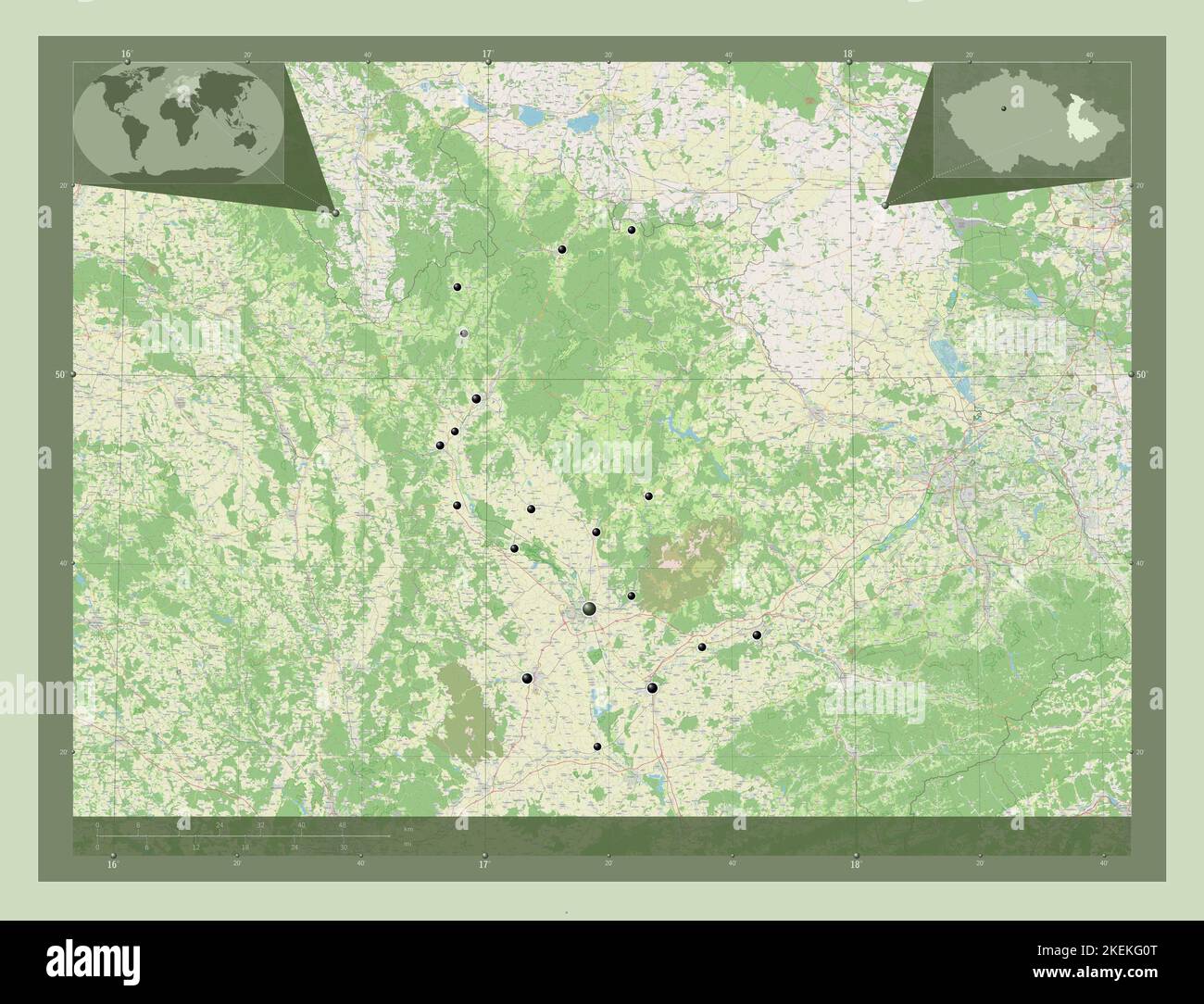 Olomoucky, region of Czech Republic. Open Street Map. Locations of ...