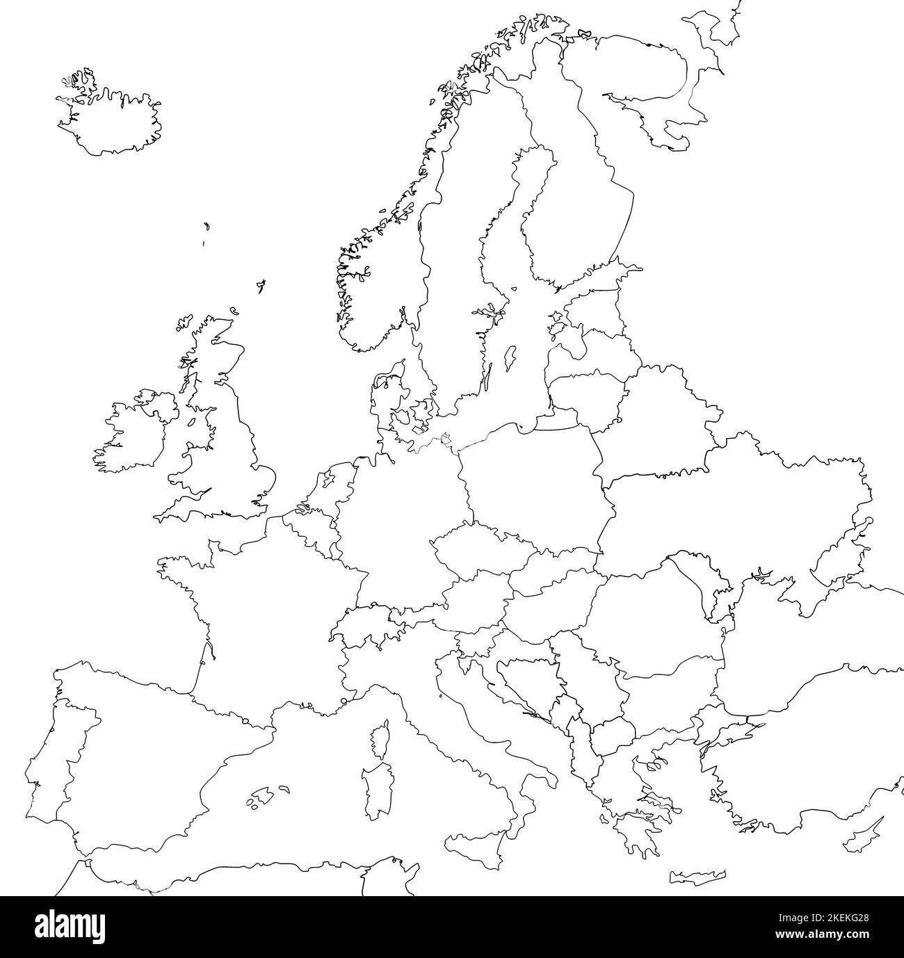 Map of Europe filled with white color Stock Photo - Alamy