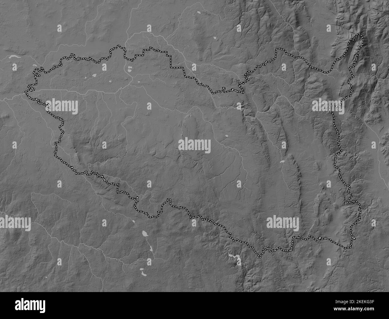 Pardubicky, region of Czech Republic. Grayscale elevation map with ...