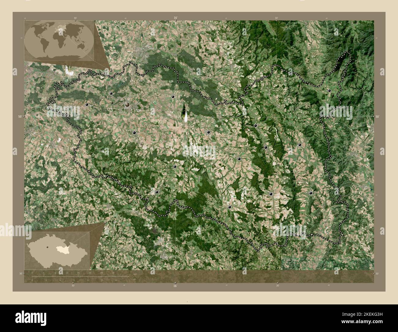 Pardubicky, region of Czech Republic. High resolution satellite map ...