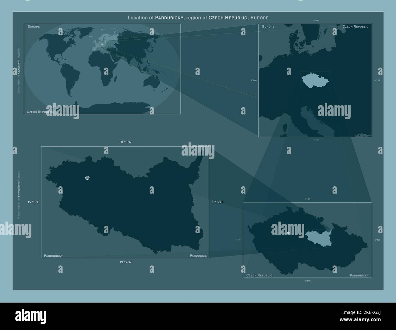 Pardubicky, region of Czech Republic. Diagram showing the location of ...