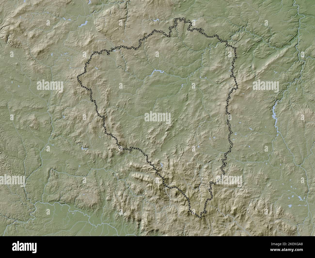 Plzensky, region of Czech Republic. Elevation map colored in wiki style ...