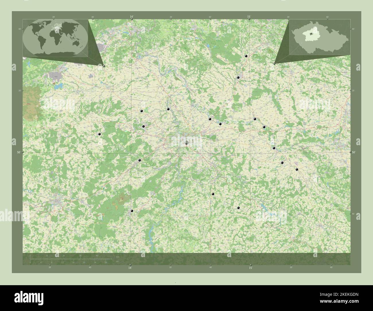 Stredocesky, region of Czech Republic. Open Street Map. Locations of ...