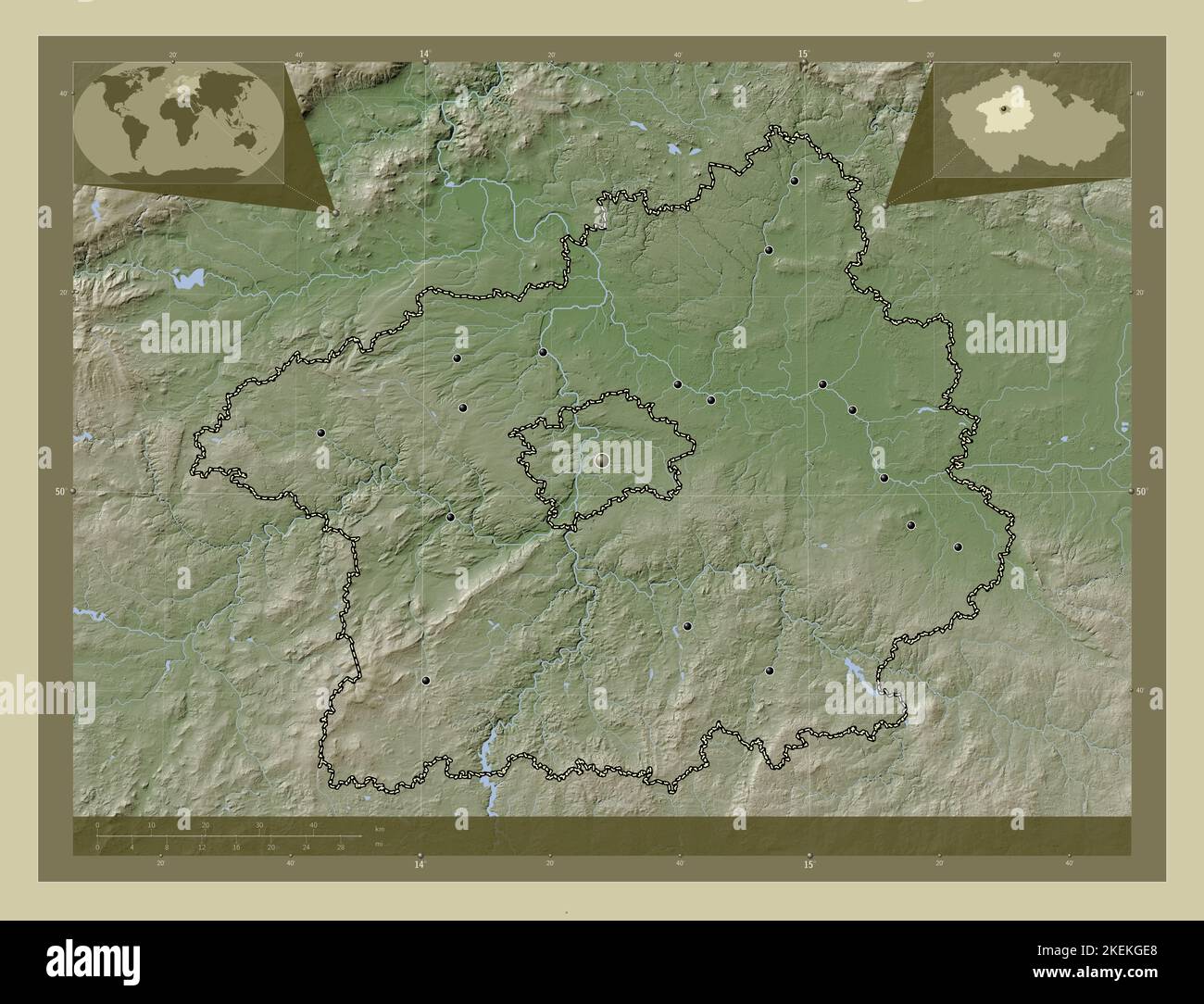 Stredocesky, region of Czech Republic. Elevation map colored in wiki ...