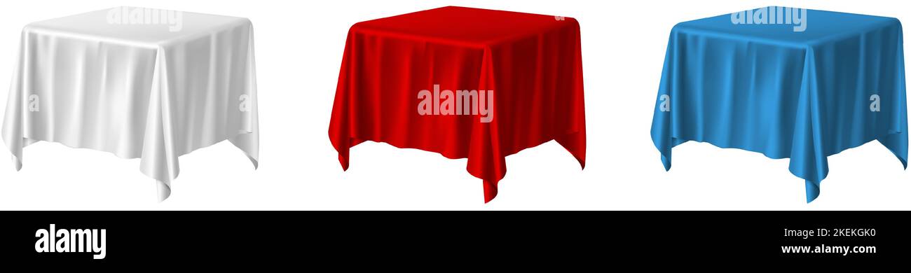 realistic vector icon illustration. Tablecloth in white, red and blue ...