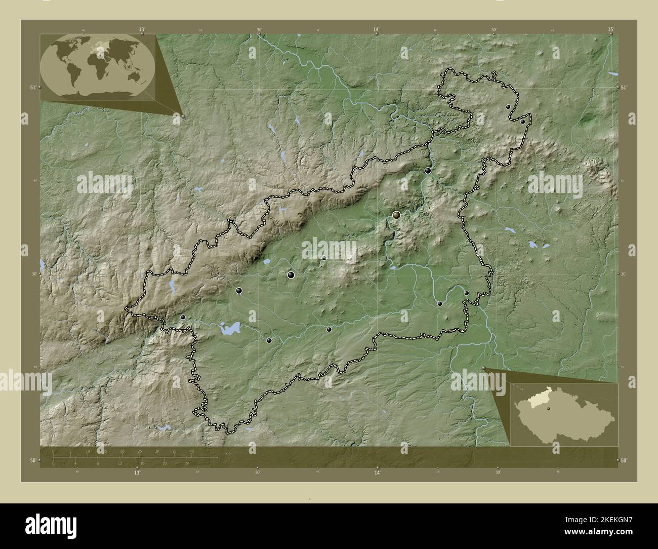 Ustecky, region of Czech Republic. Elevation map colored in wiki style ...