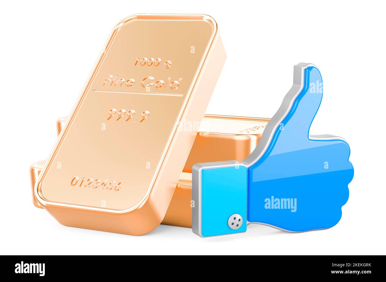 Gold ingots with like icon, 3D rendering isolated on white background ...