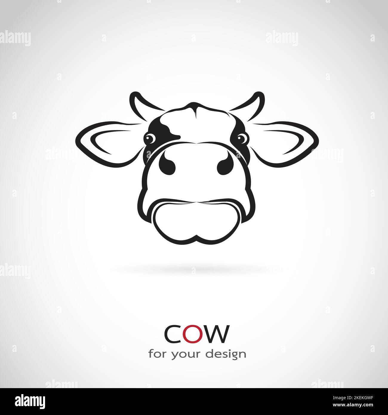 Vector image of a cow head on white background. Easy editable layered ...