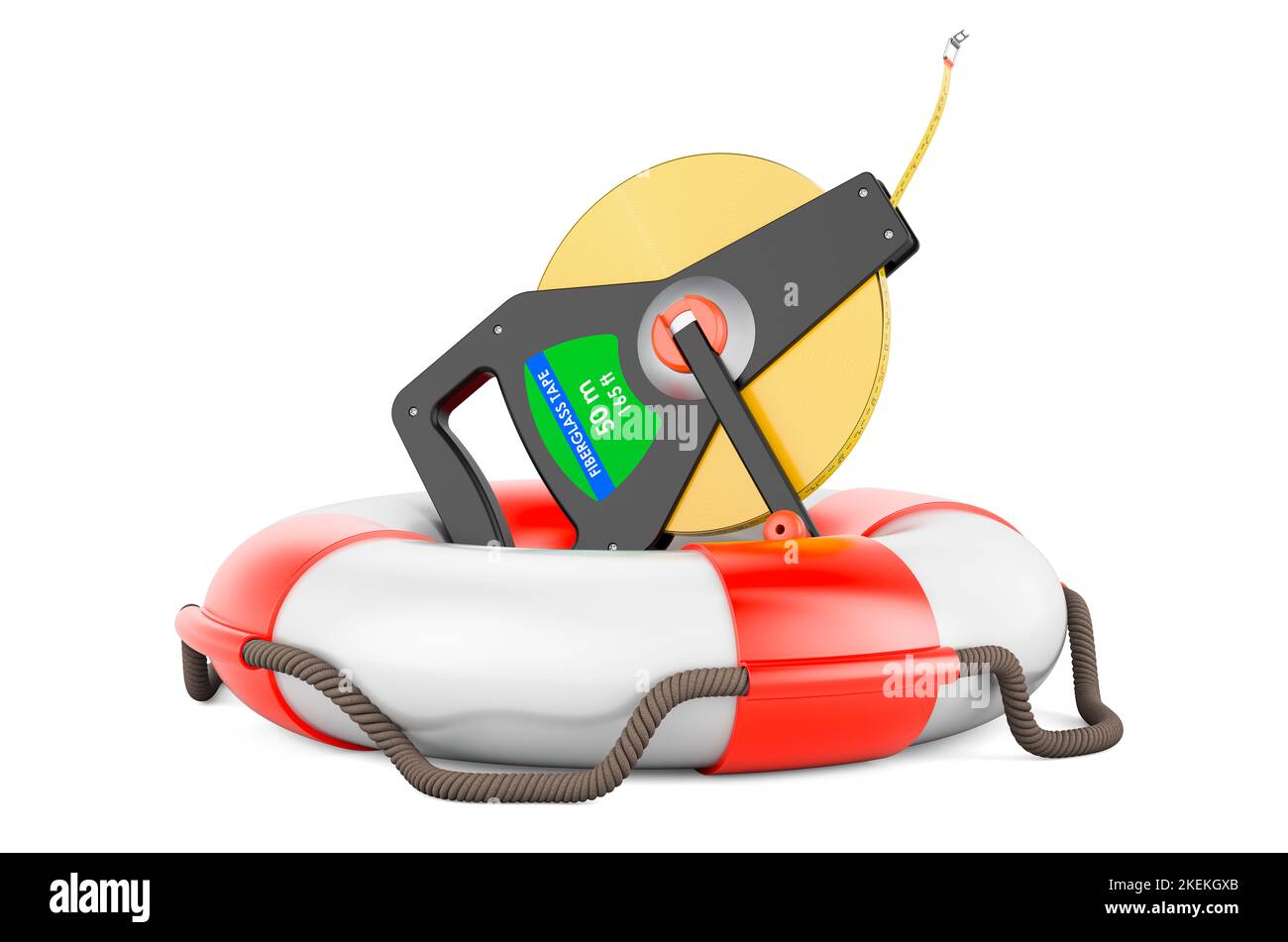 Metric-inch Fiberglass Long Tape Model with lifebelt, 3D rendering ...
