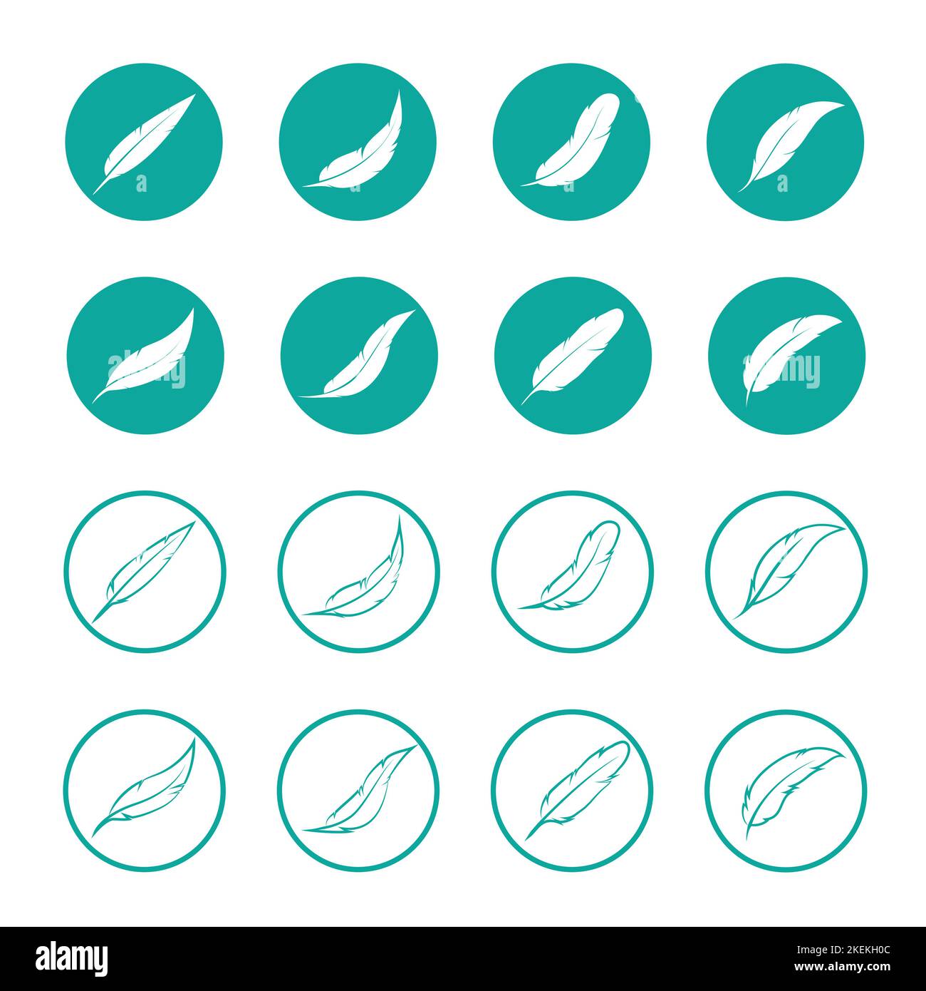 Vector group of feather in the circle on white background. Easy ...