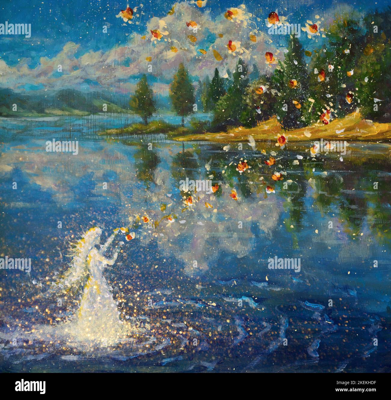 Fantasy art concept acrylic oil painting Fairy woman, shamanic girl ...