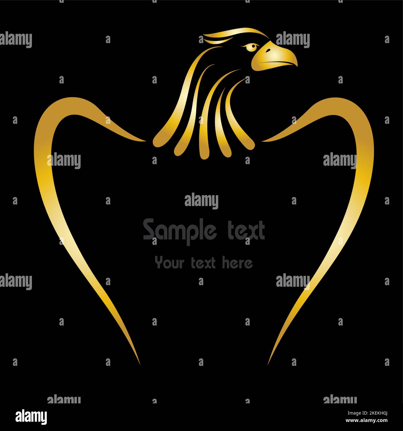 Vector image of an eagle on black background. Easy editable layered ...